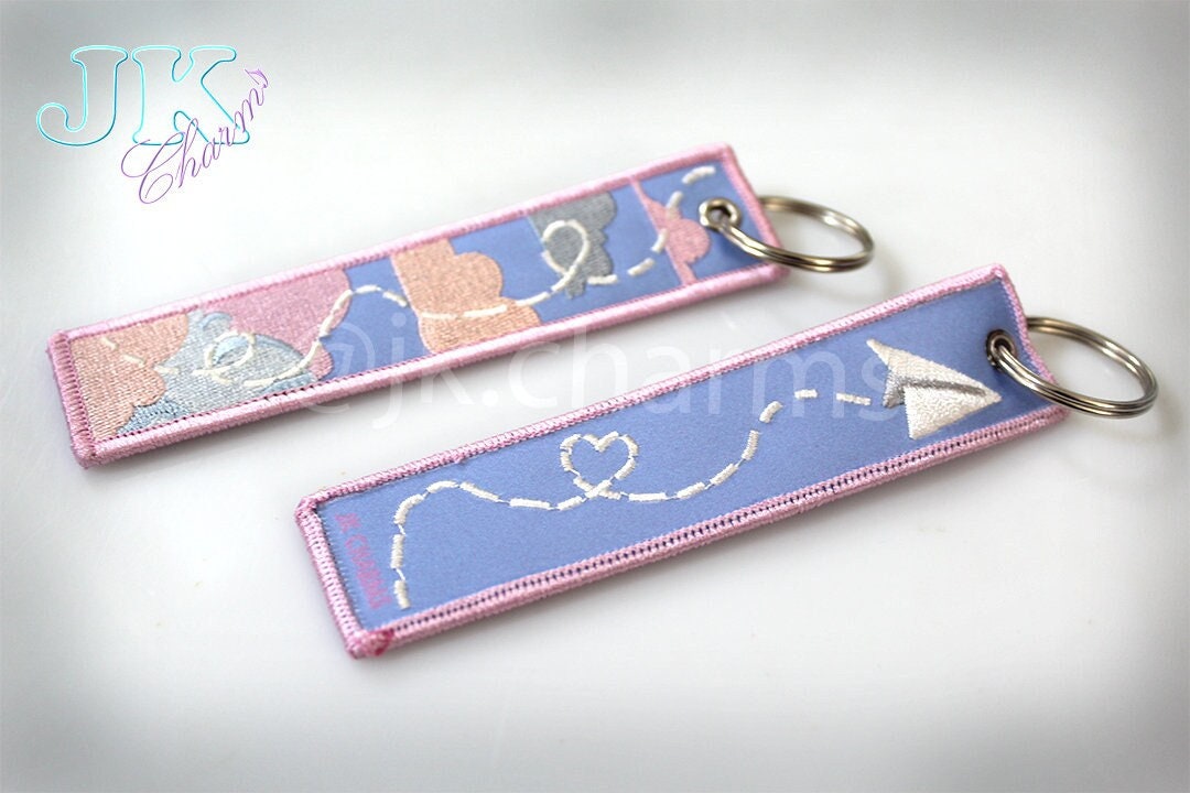 Clouds/paper Airplane - Embroidery Jet Tag Keychains - Etsy