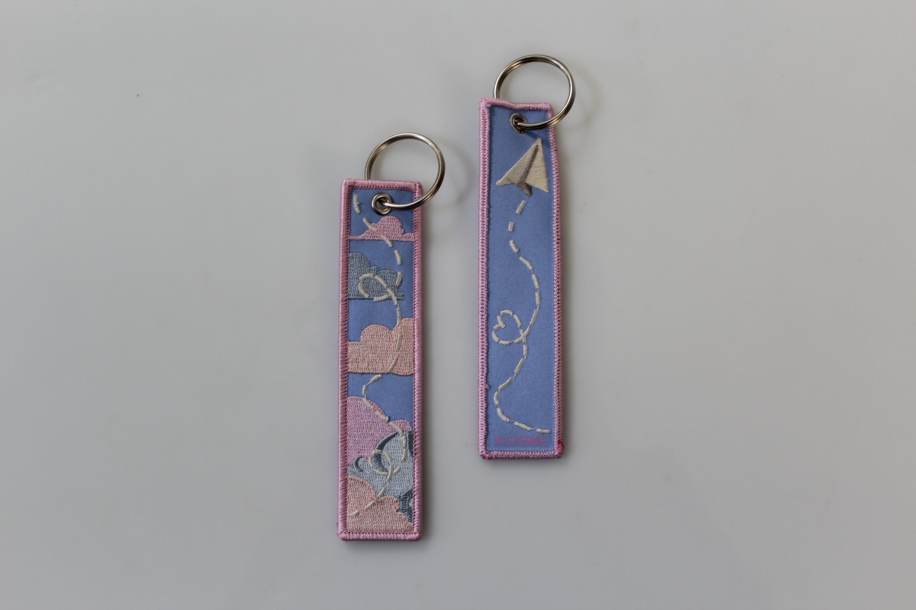Clouds/paper Airplane - Embroidery Jet Tag Keychains - Etsy