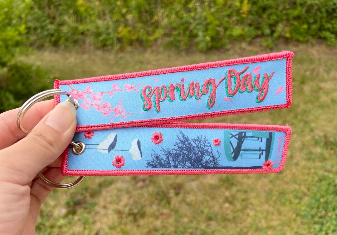 BTS Embroidery Jet Tag Keychains (spring Day) - Etsy