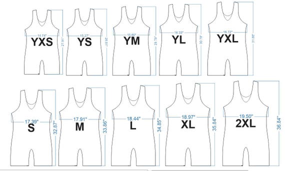 Wrestling Singlet Youth Size Chart