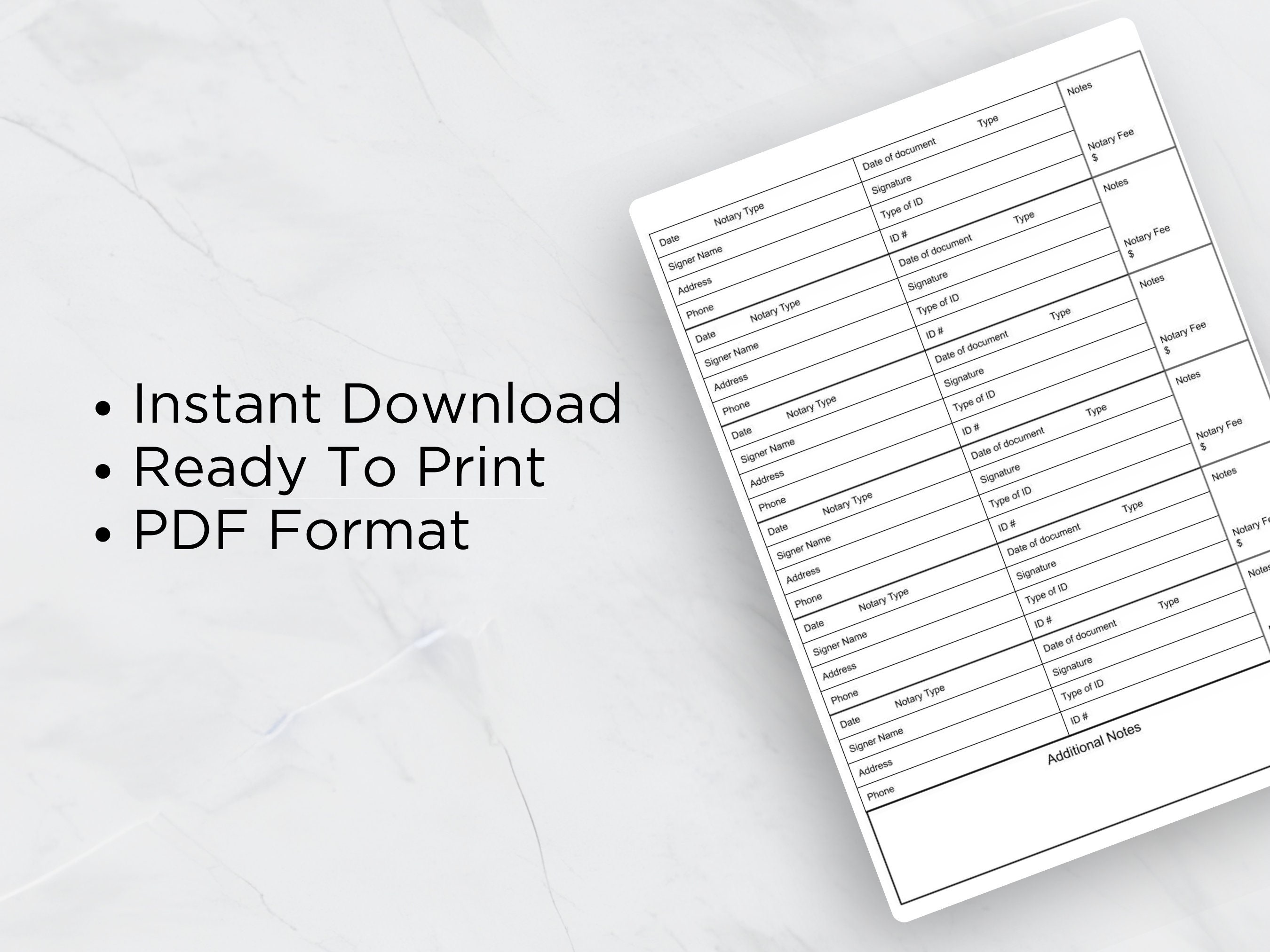 Professional Printable Notary Republic Logbook - Instant Download - Etsy