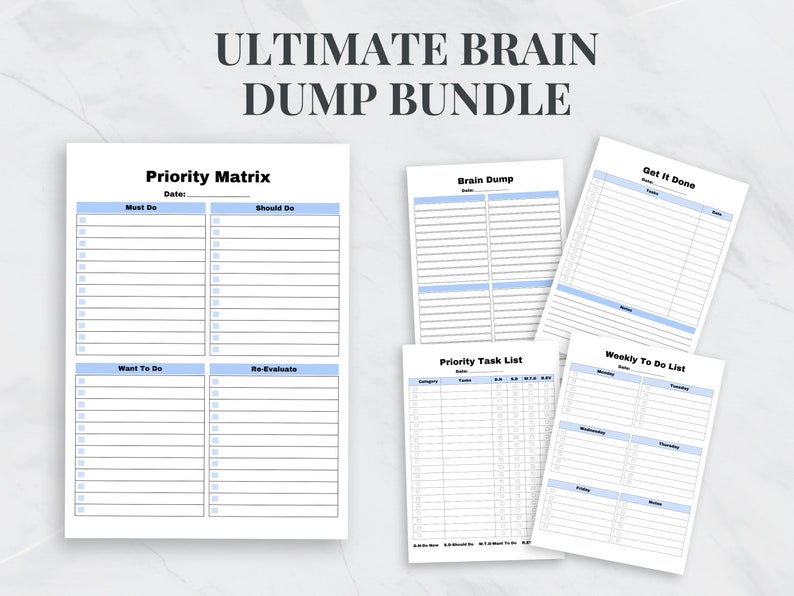 Stay Organized With Our Printable Brain Dump Bundle - Instant Download ...