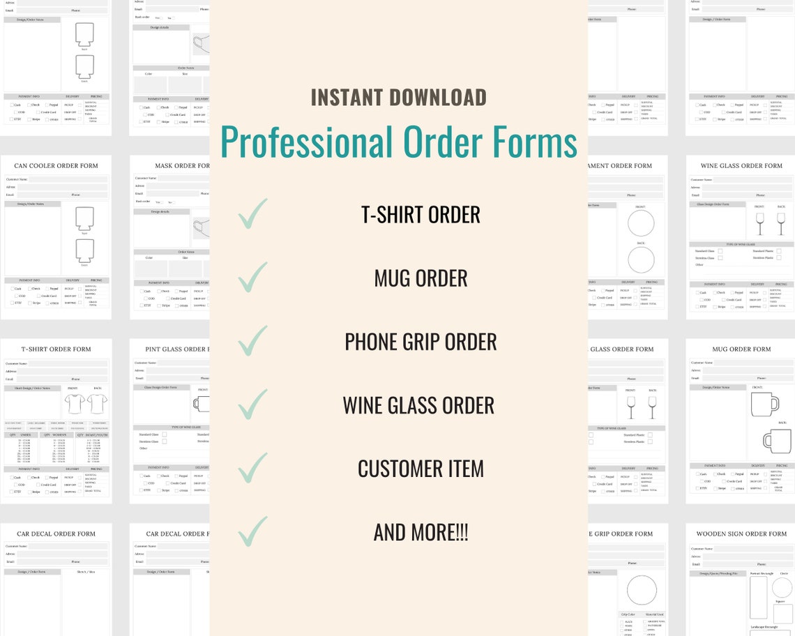 Ultimate Order Forms Bundle - Printable Customer Order Forms, Order ...