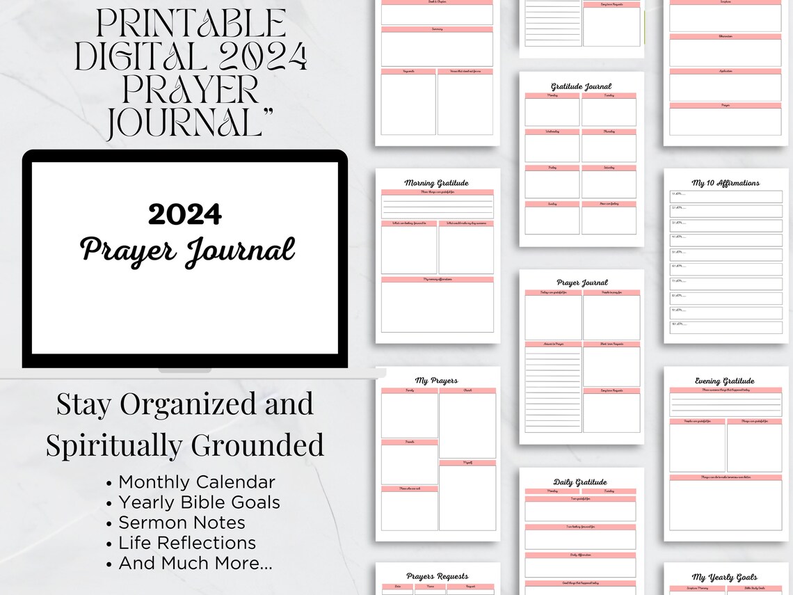 Printable Digital 2024 Prayer Journal for Daily Reflection and ...