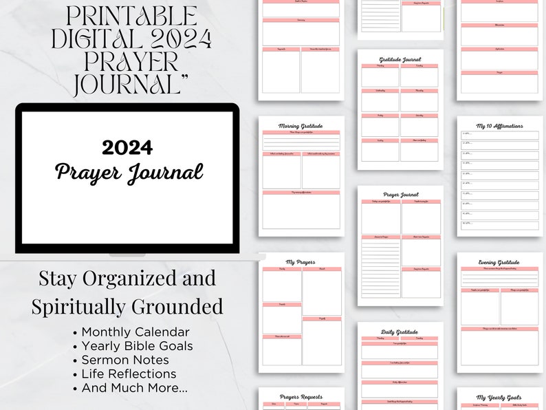 Printable Digital 2024 Prayer Journal for Daily Reflection and ...