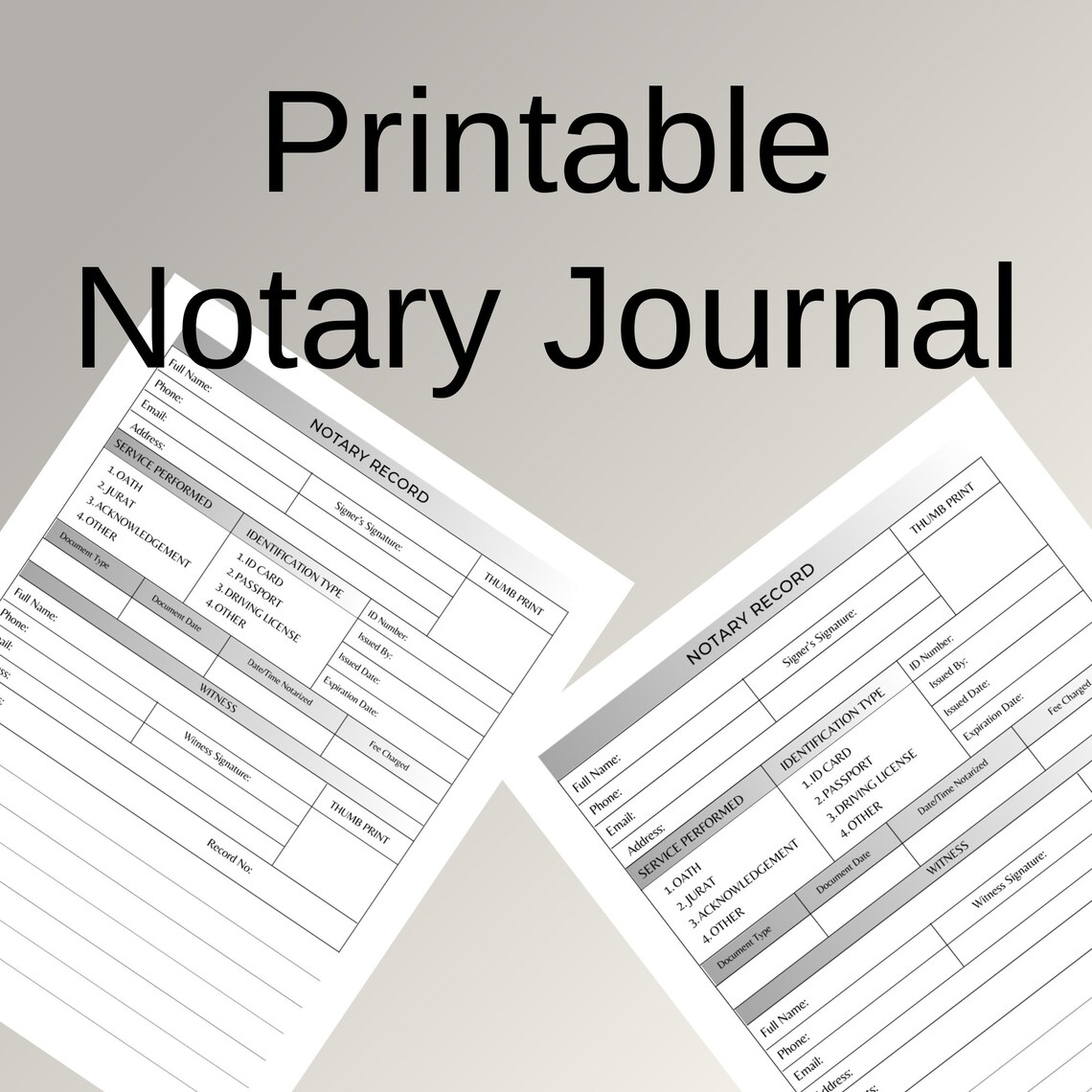 Printable Notary Journal. Notary Public Signing Agent. Notary Supplies ...