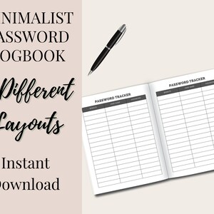 Minimalist Password Logbook Printable – Keep Your Passwords Secure and ...