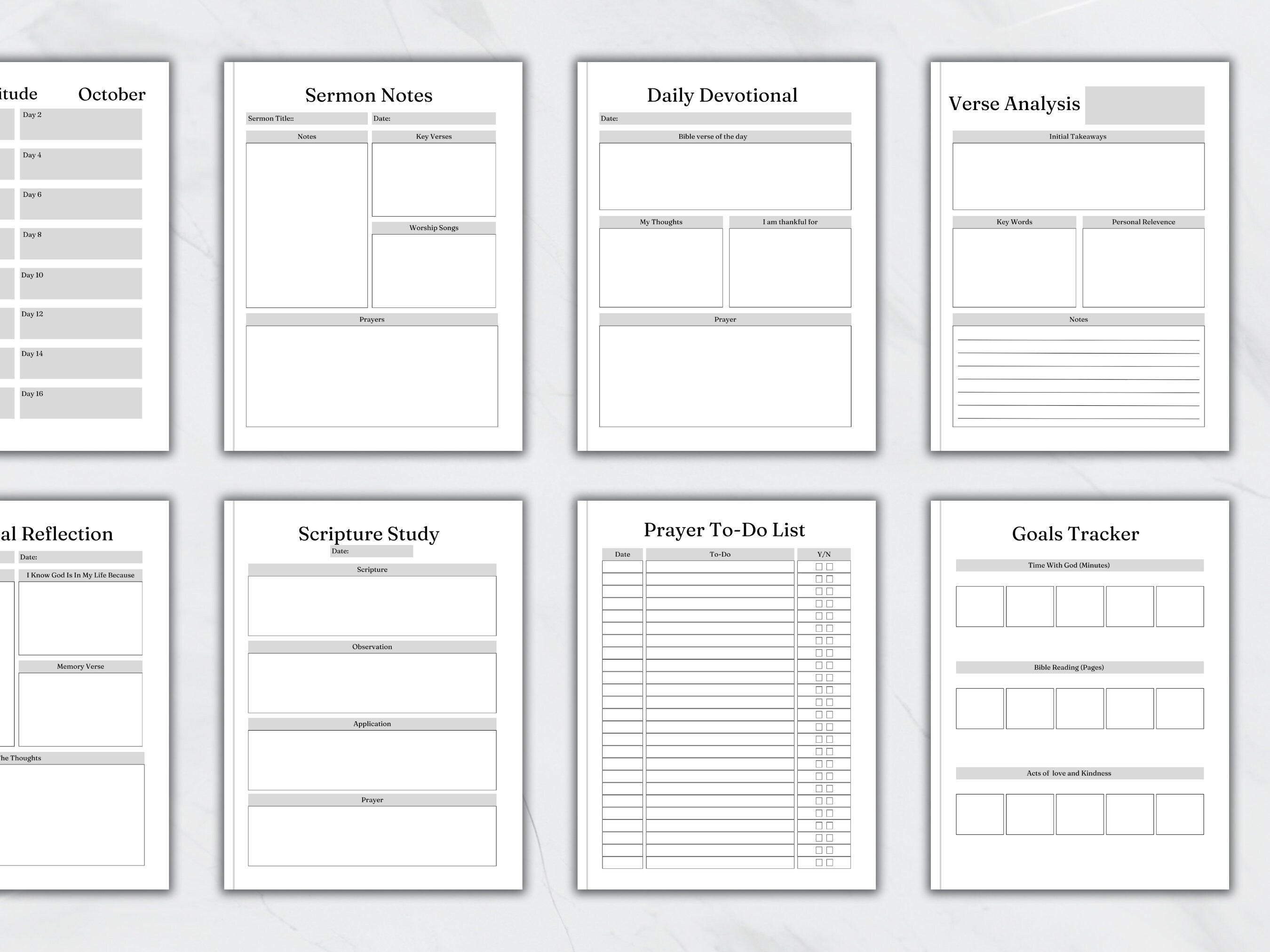 Printable Digital Prayer Journal Bundle - Weekly Layouts, Gratitude ...