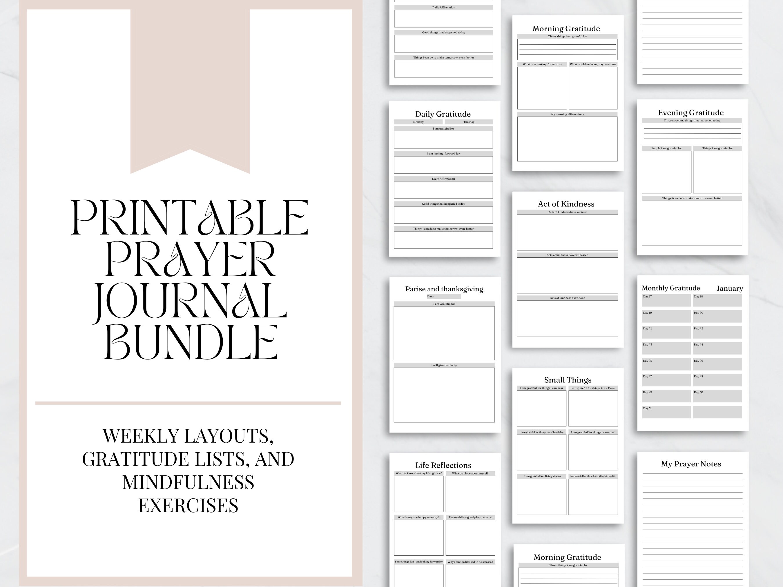 Printable Digital Prayer Journal Bundle - Weekly Layouts, Gratitude ...