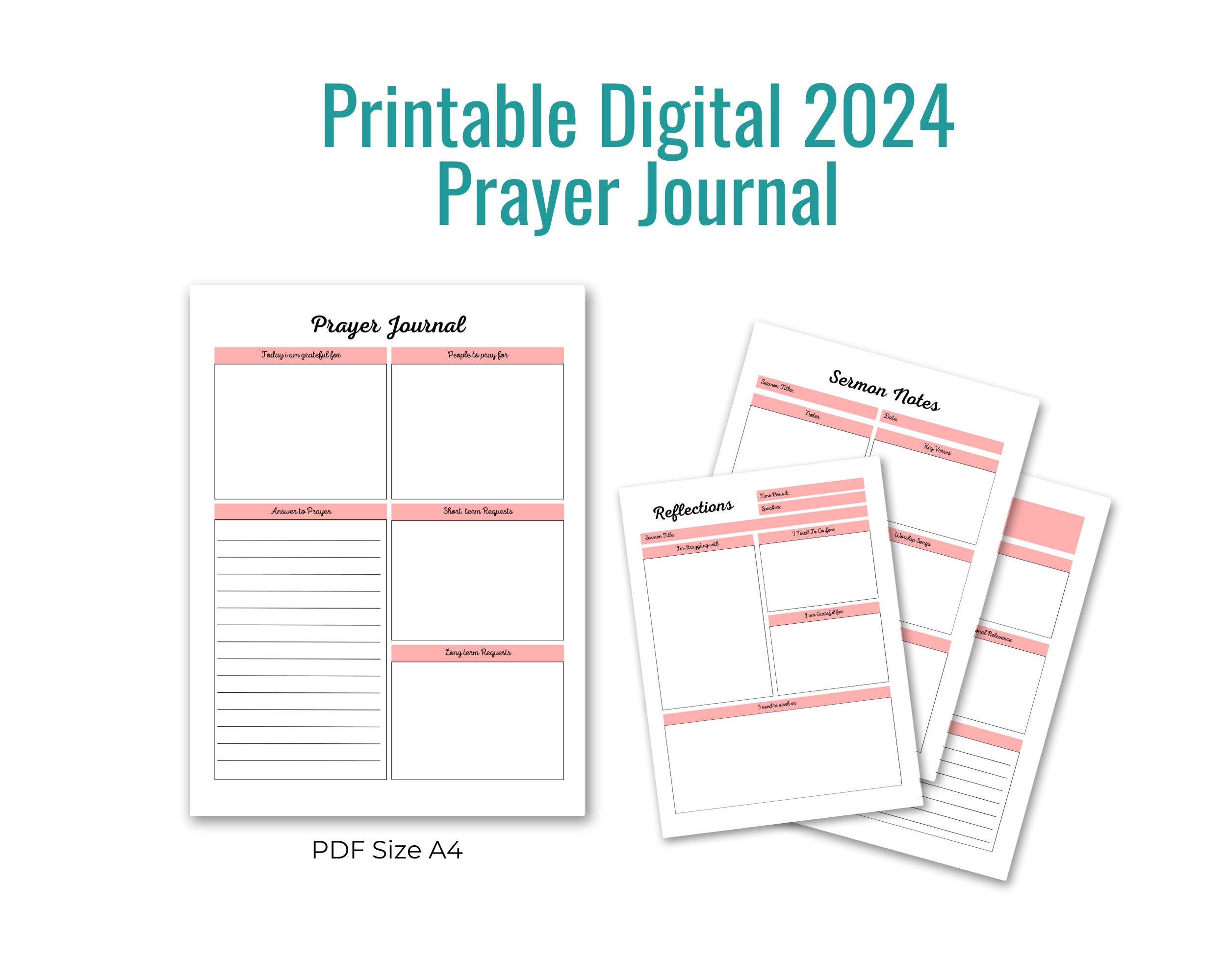 Printable Digital 2024 Prayer Journal for Daily Reflection and ...