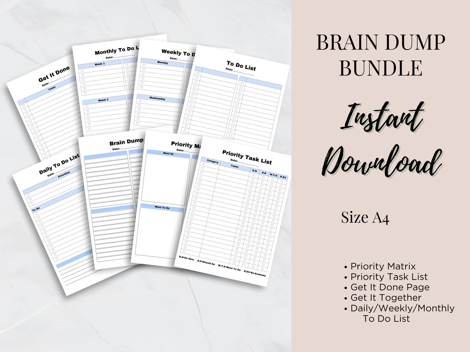 Stay Organized With Our Printable Brain Dump Bundle - Instant Download ...