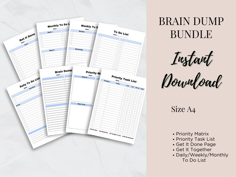 Stay Organized With Our Printable Brain Dump Bundle - Instant Download ...