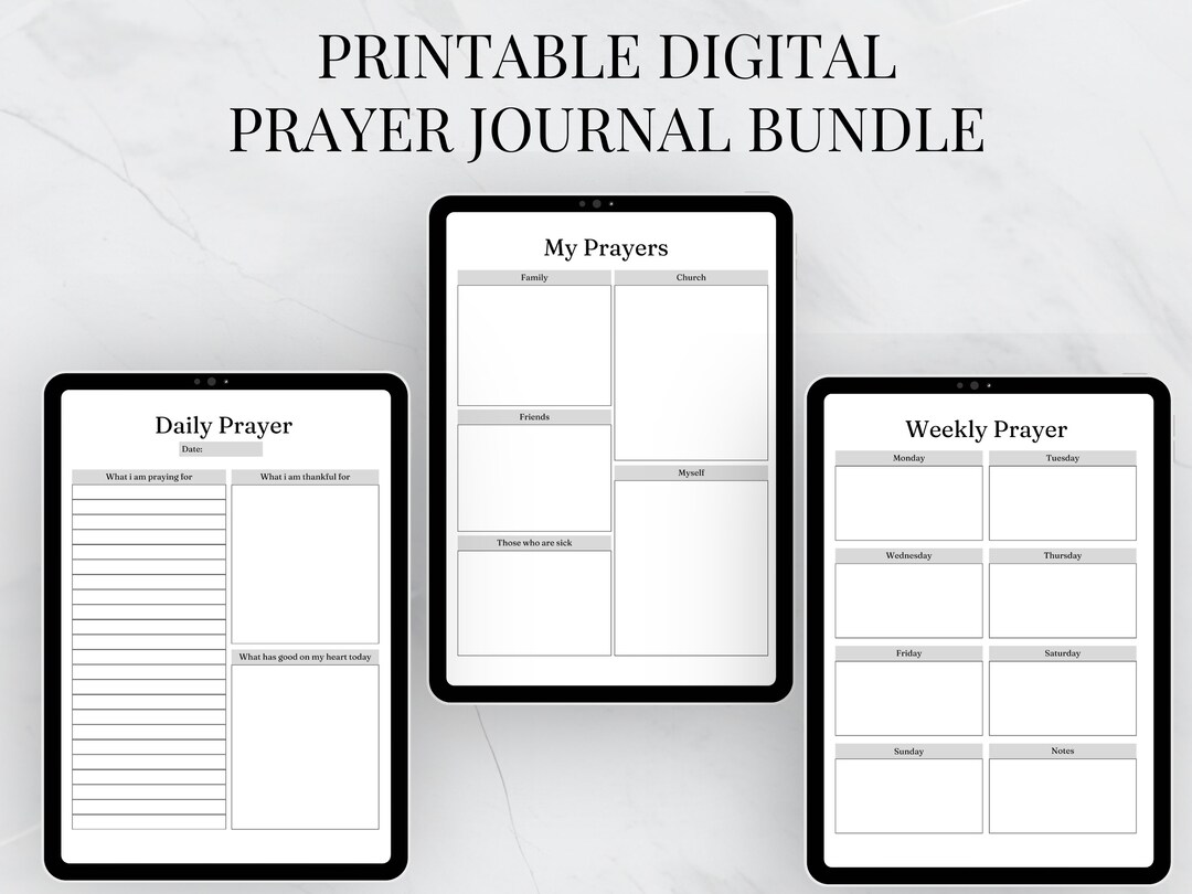 Printable Digital Prayer Journal Bundle - Weekly Layouts, Gratitude ...