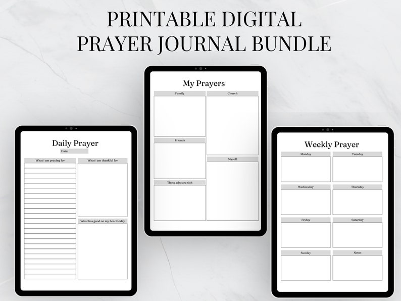 Printable Digital Prayer Journal Bundle - Weekly Layouts, Gratitude ...