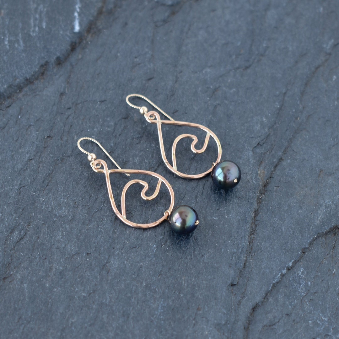 Small Wave Earrings, Wave Earrings, Small Teardrop Hoop Earrings, Ava ...