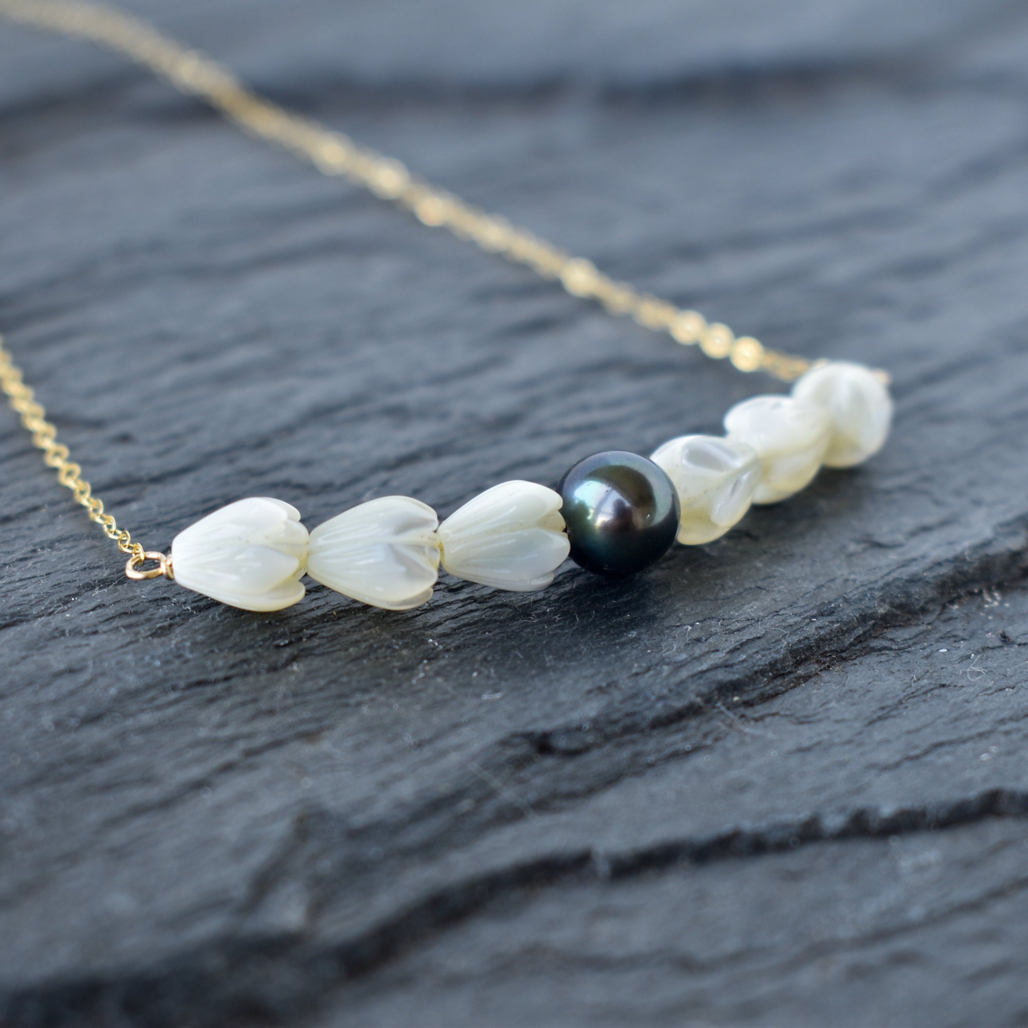 Large Pikake Pearl Bar Statement Necklace, Pikake Jewelry, Pikake ...