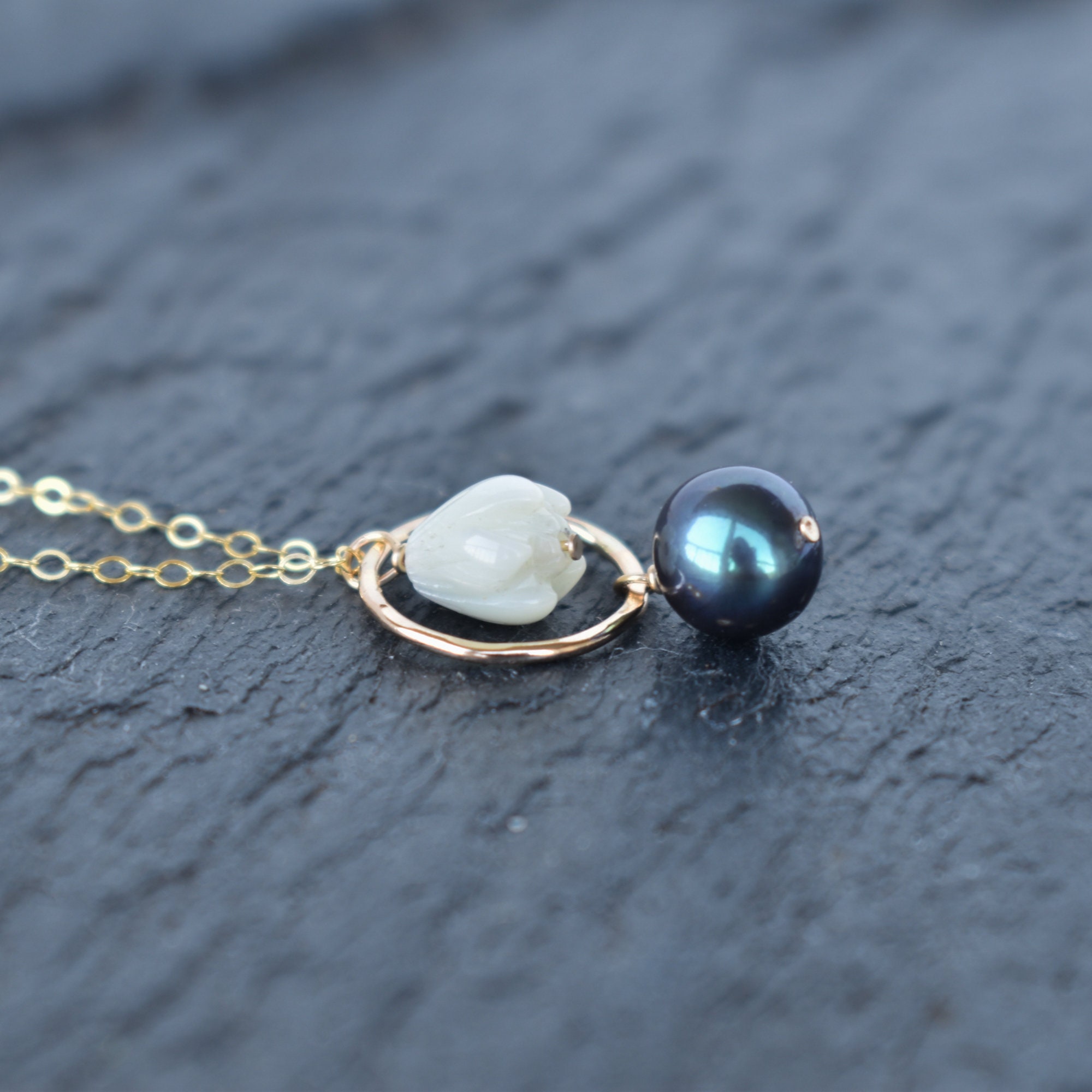 Small Pikake Hoop Necklace With Pearl Pikake Jewelry Pikake - Etsy