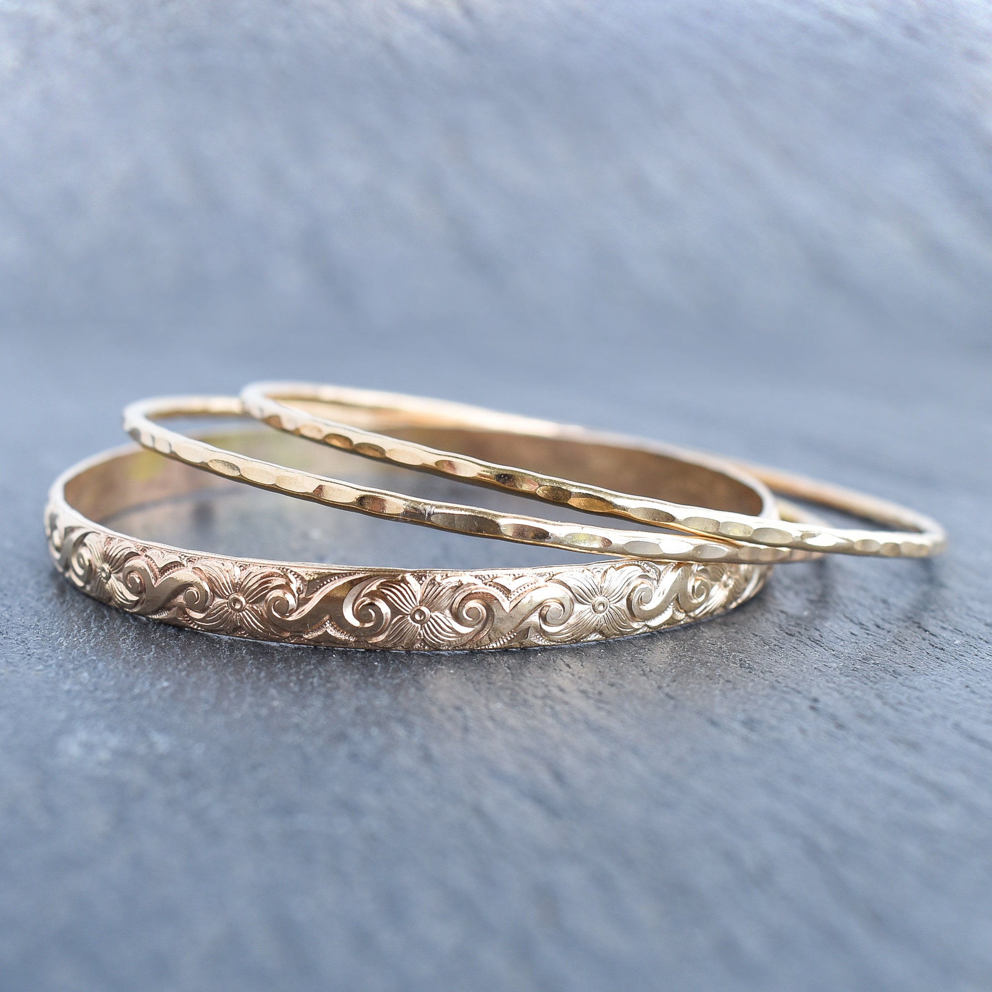 Shimmer Three Bangle Set Adult and Child Sizes Three Gold - Etsy