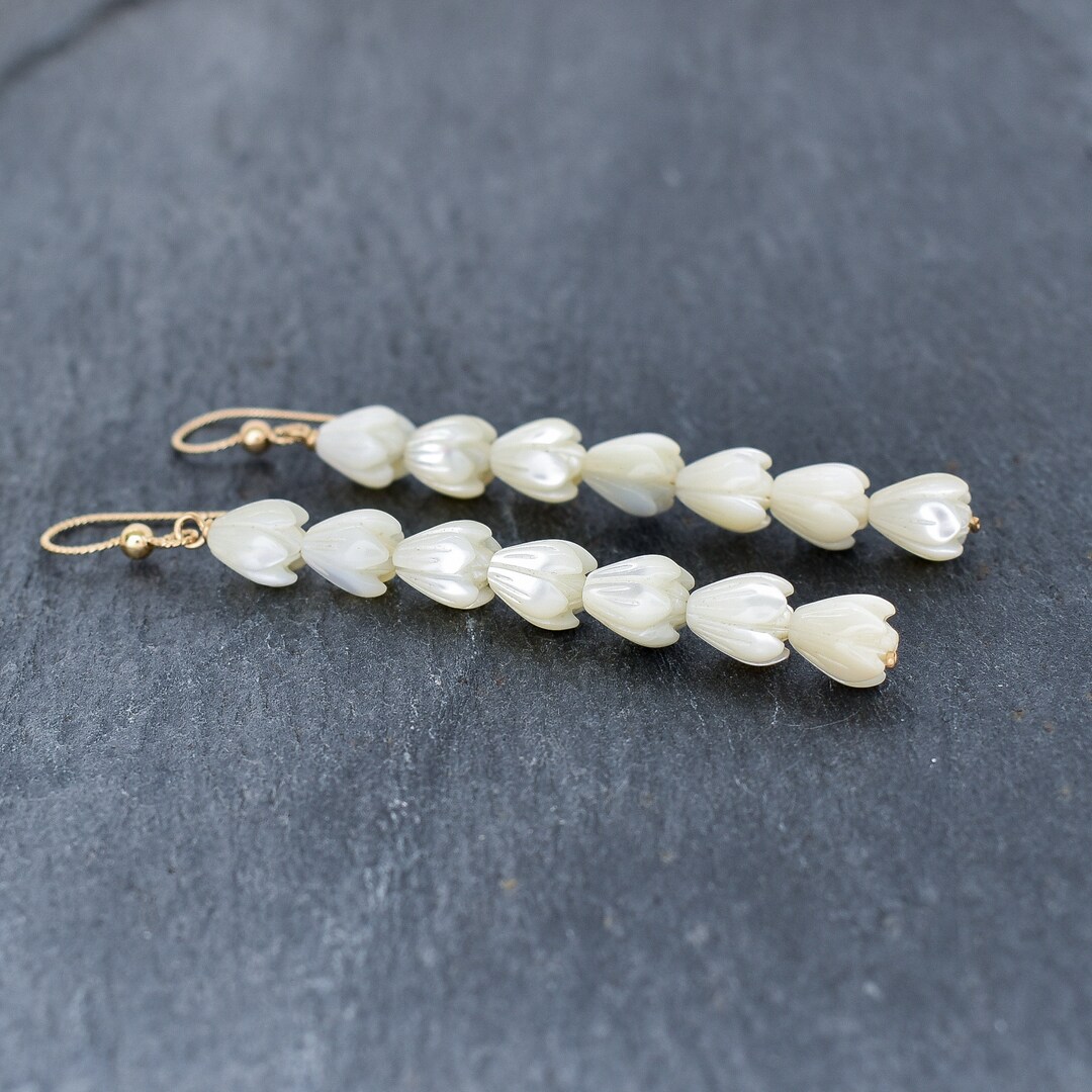 Choose Length Pikake Mother of Pearl Cluster Earrings, Pikake Earrings ...