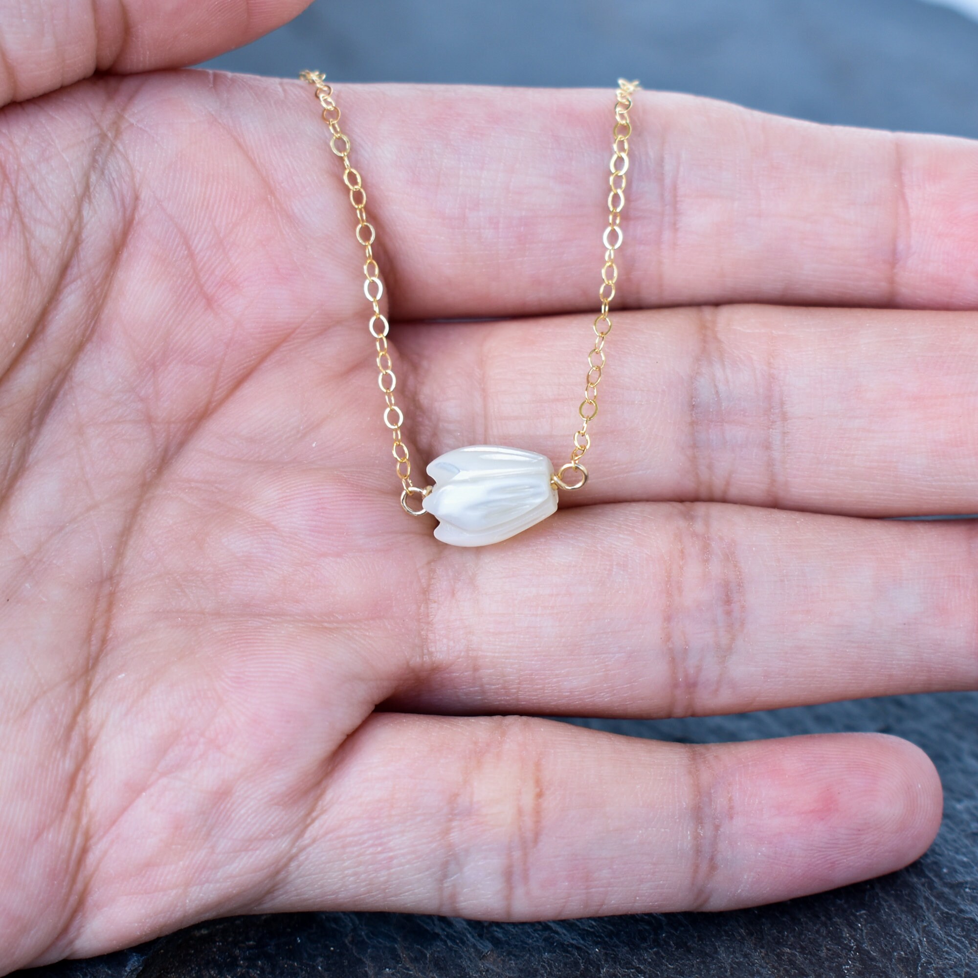 Single Pikake Flower Mother of Pearl Necklace Pikake Jewelry - Etsy