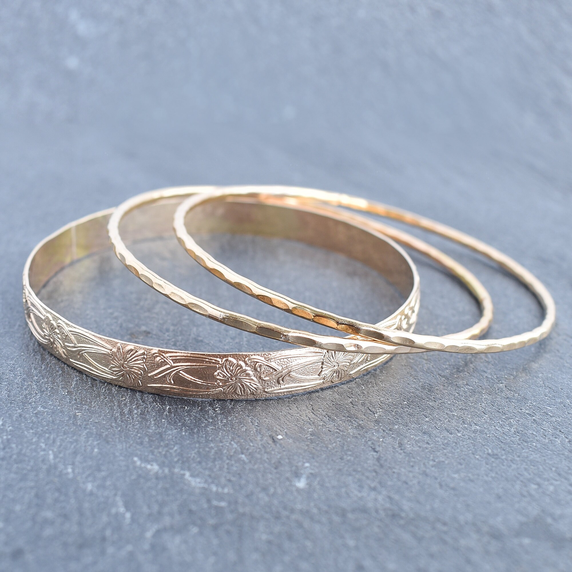 Shimmer Three Bangle Set Adult and Child Sizes Three Gold - Etsy