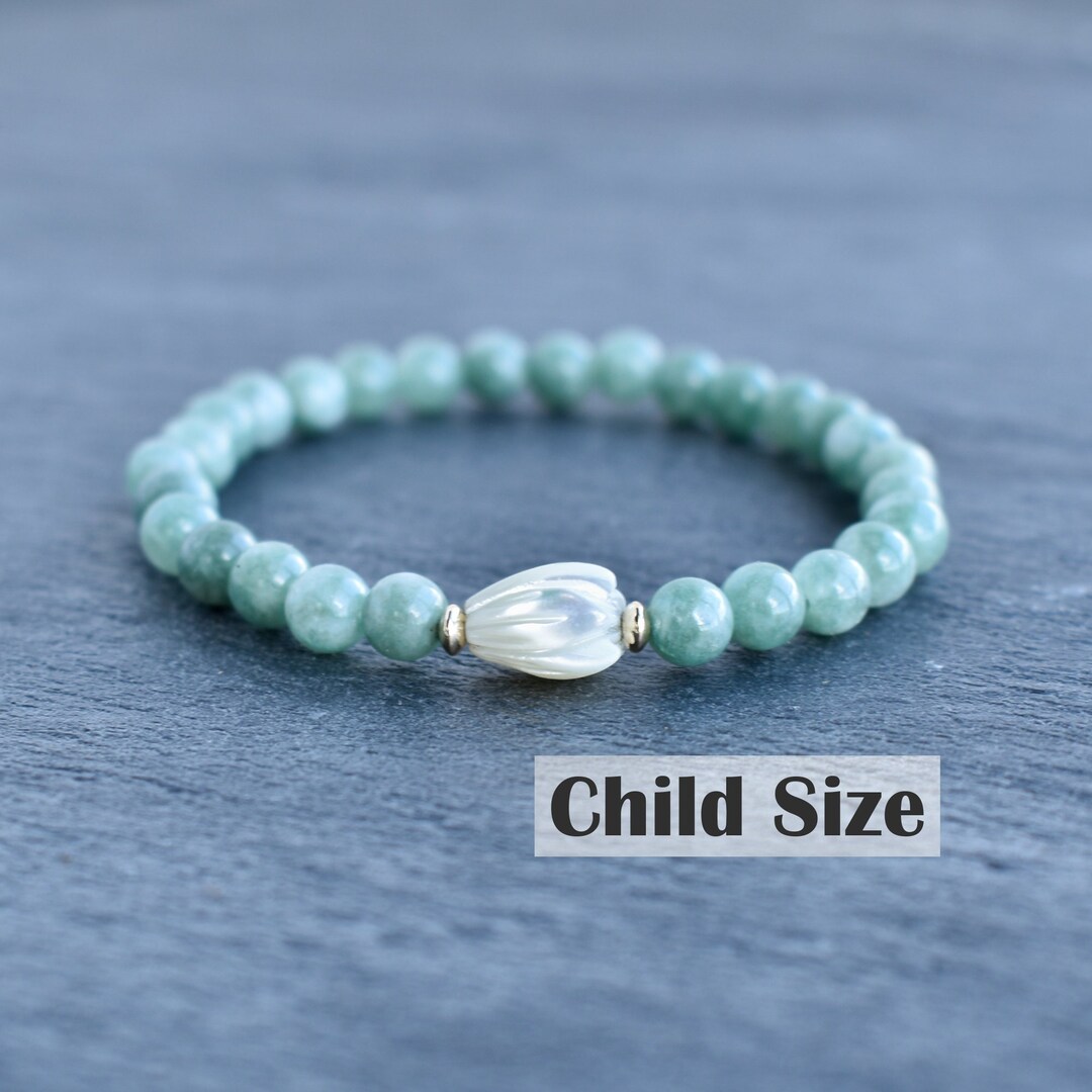 Kind 6 mm Jade Stretchy Armband - Single MEDIUM Pikake, Dehnbares ...