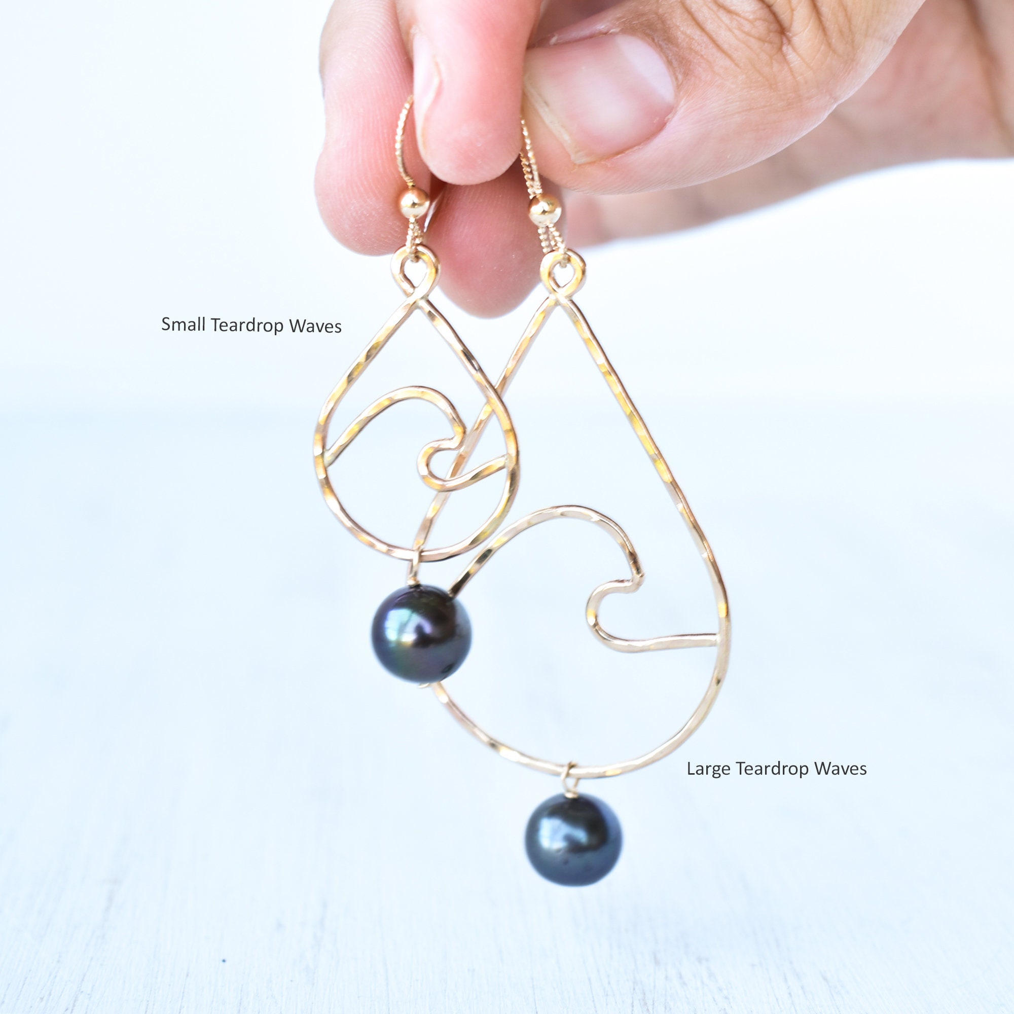 Small Wave Earrings, Wave Earrings, Small Teardrop Hoop Earrings, Ava ...