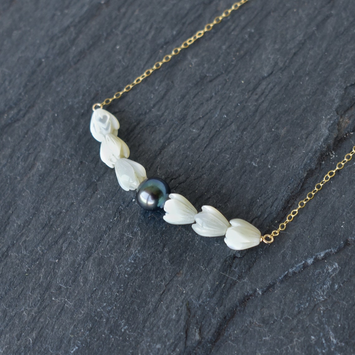 Large Pikake Pearl Bar Statement Necklace, Pikake Jewelry, Pikake ...
