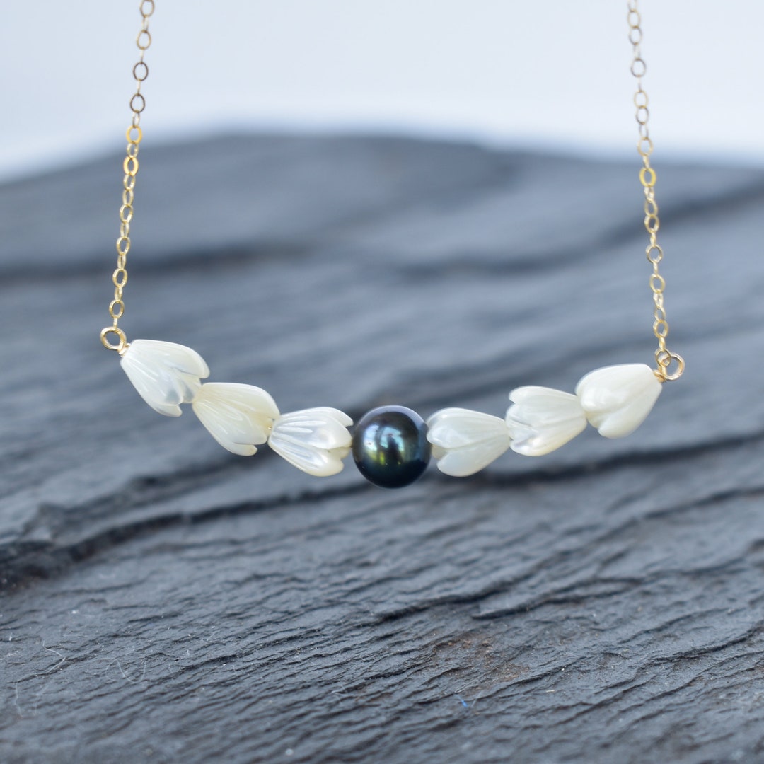 Large Pikake Pearl Bar Statement Necklace, Pikake Jewelry, Pikake ...