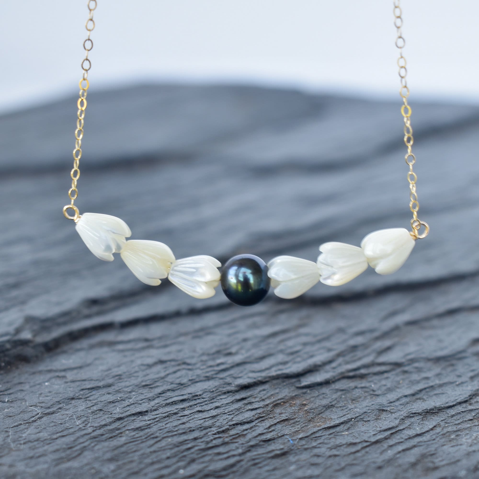 Large Pikake Pearl Bar Statement Necklace Pikake Jewelry - Etsy