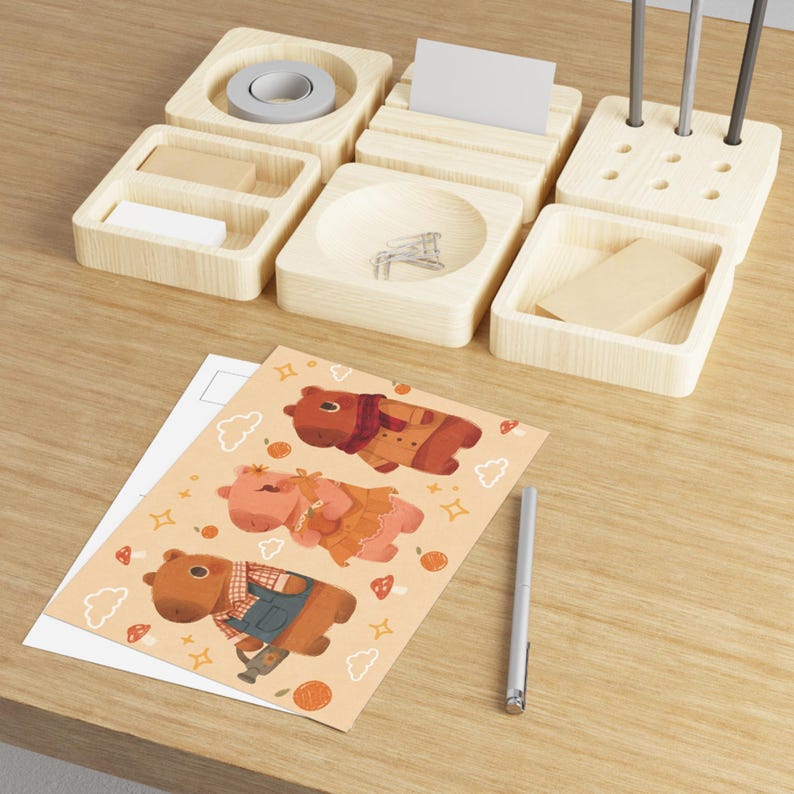 Capybara Villagers Art Print, Cute Animal Postcard, Cozy Gaming Wall ...