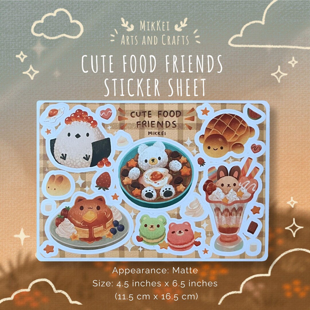 Cute Food Friends Sticker Sheet, Food Stickers, Adorable Animal ...