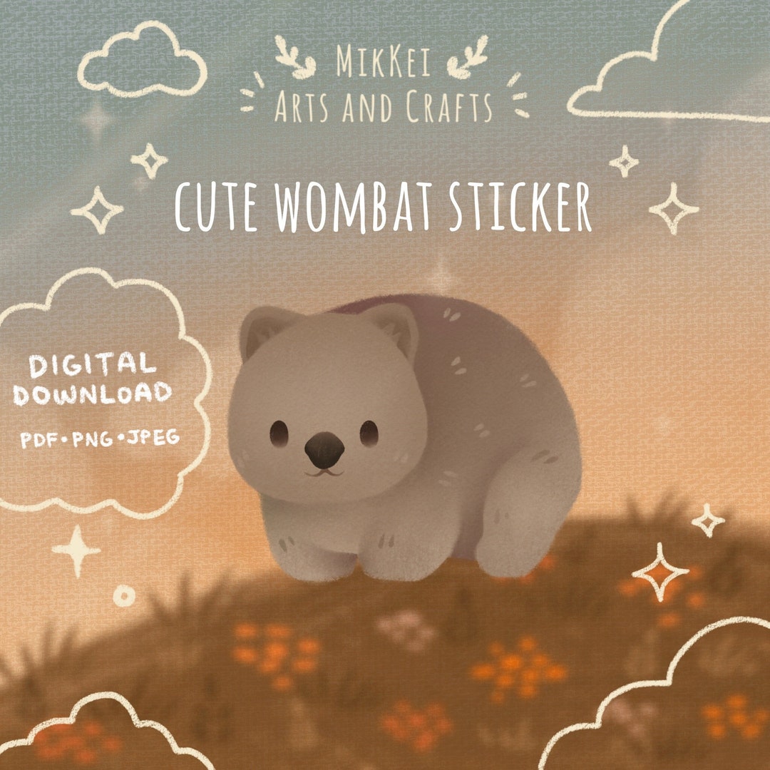 Cute Wombat Sticker Wombat Printable Sticker Adorable Wombat - Etsy