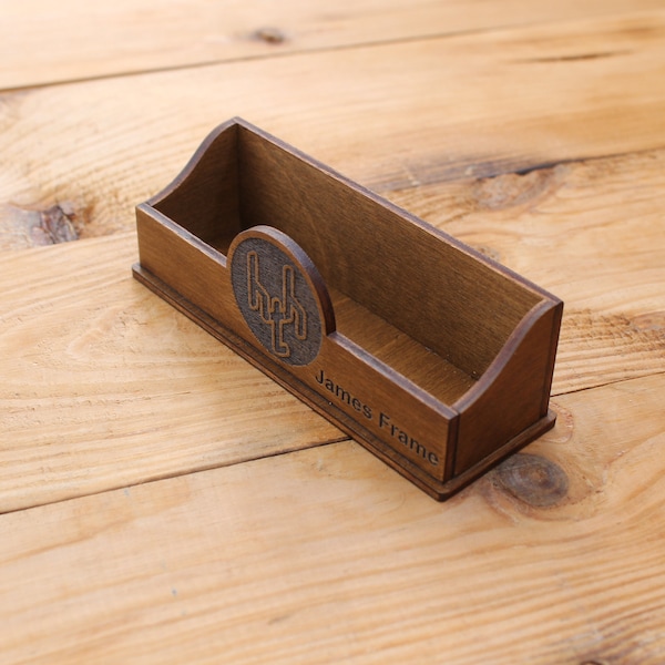 Wooden Desktop Card Holder - Etsy