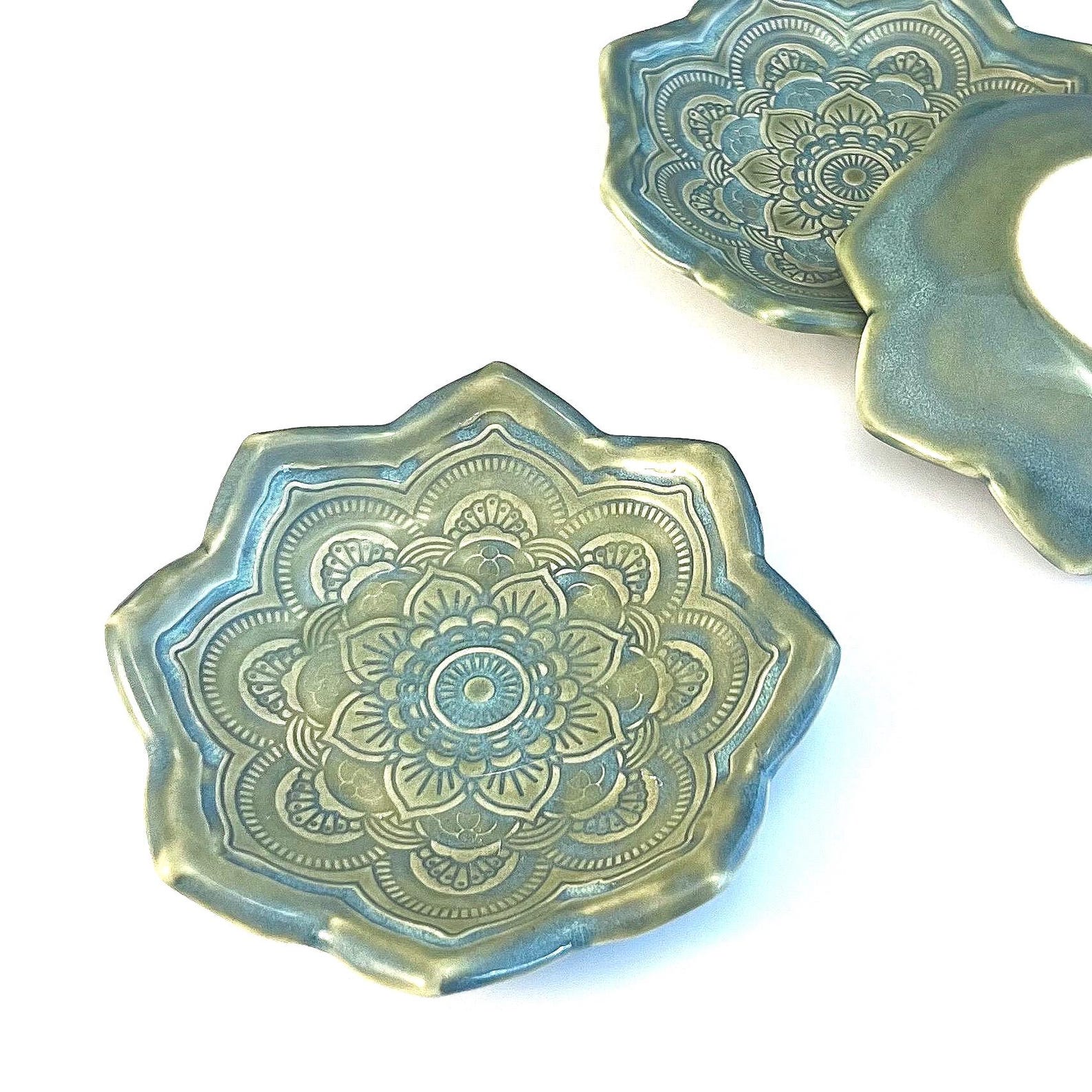 Mandala Trinket Ring Dish Bowl, 4” Diameter, White/brown - Etsy