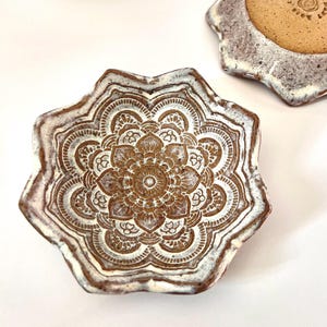 Mandala Trinket Ring Dish Bowl, 4” Diameter, White/brown - Etsy