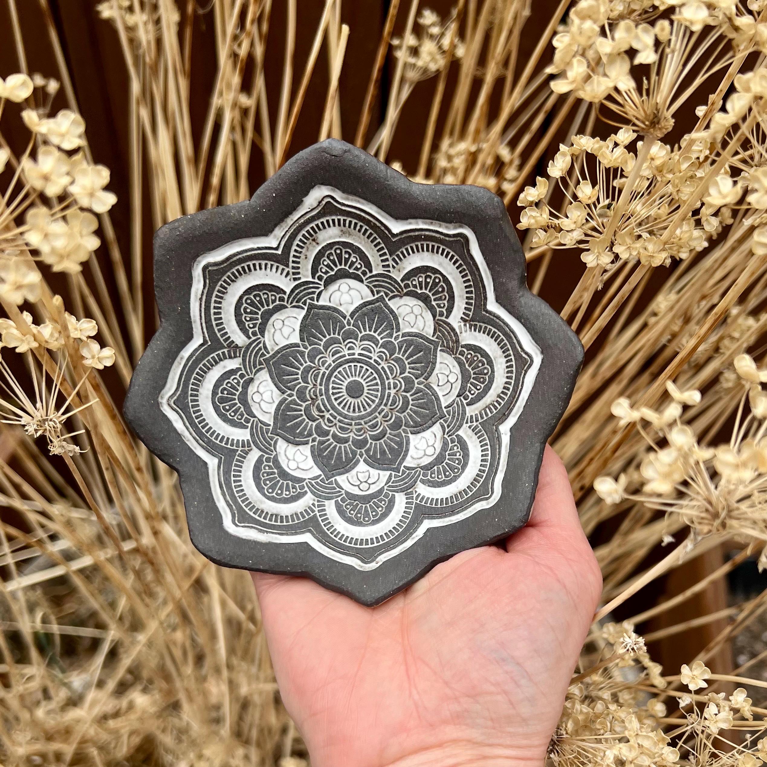 Mandala Trinket Ring Dish Bowl, 4” Diameter, White/brown - Etsy