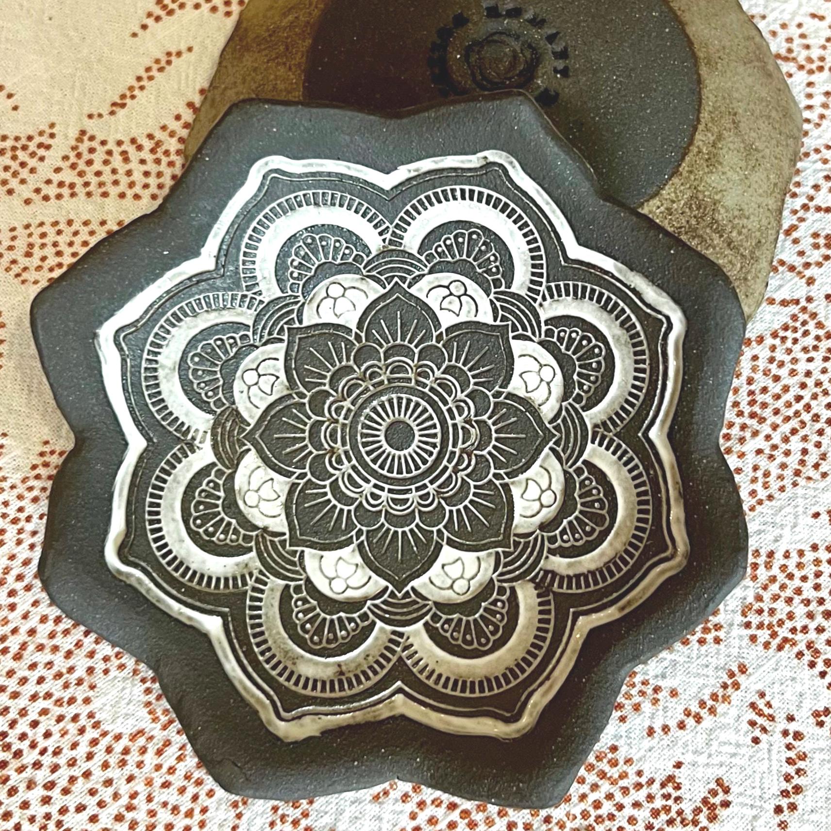 Mandala Trinket Ring Dish Bowl, 4” Diameter, White/brown - Etsy