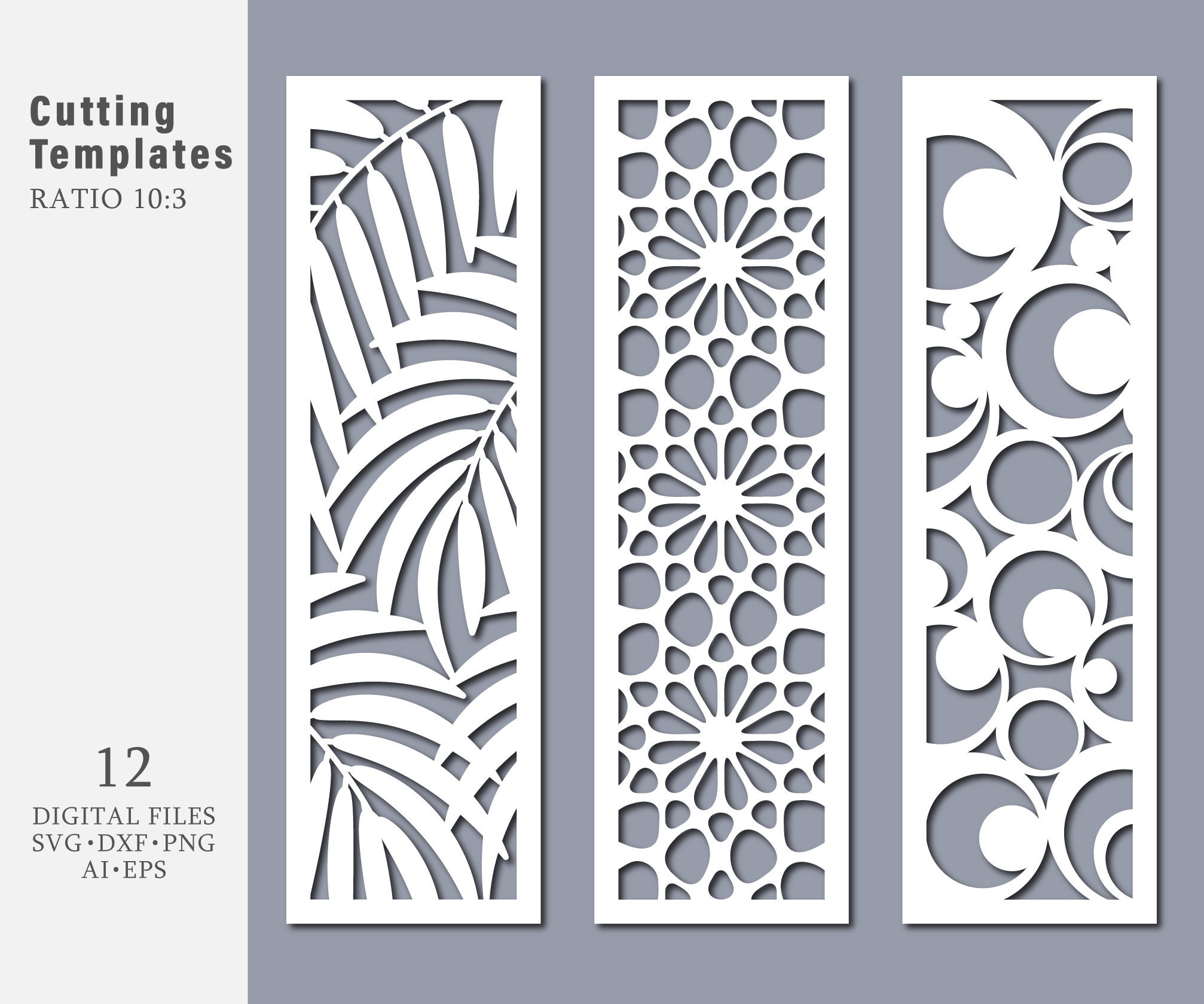 12 SVG DXF Eps Png Bundle Cut Template Modern Decorative Digital Panel ...