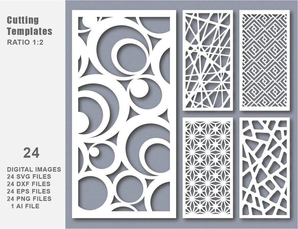 24 SVG DXF Eps Png Bundle Cut Template Modern Decorative Digital Panel ...