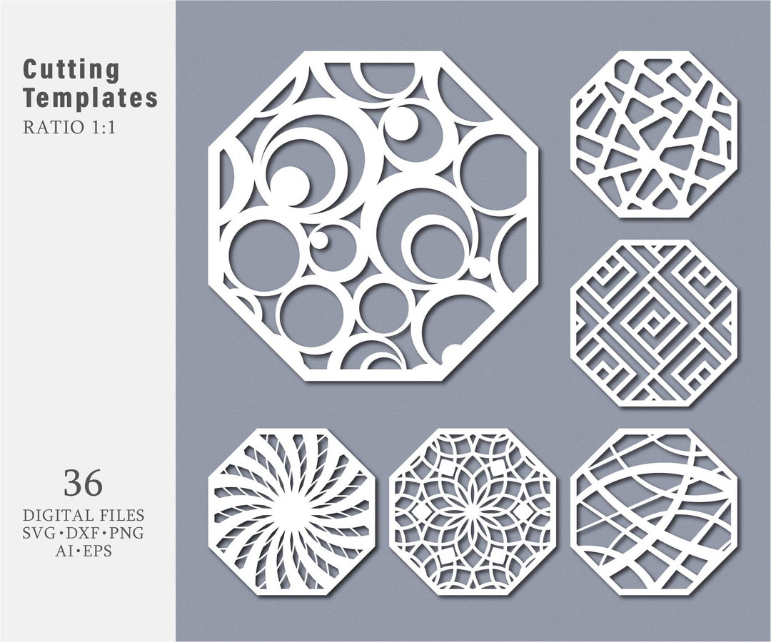 36 SVG DXF Eps Png Bundle Cut Template Modern Decorative Digital Panel ...