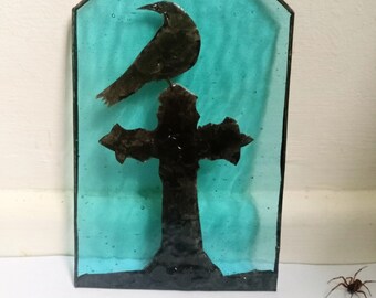 Stained Glass Raven Panel - Etsy