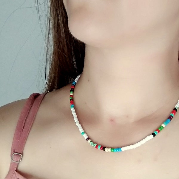Color Bead Necklace - Etsy