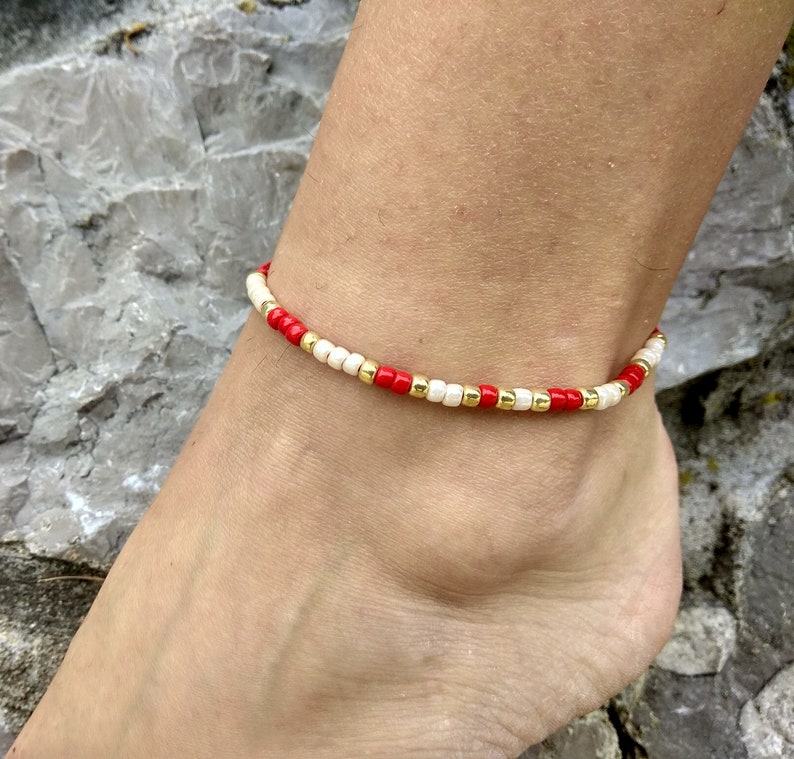 Waterproof Bracelet Anklet Adjustable Elegant Bead Gold Red Beige Beach ...
