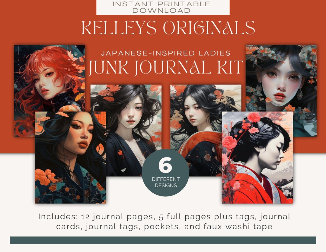 Japanese-inspired Ladies Junk Journal Kit, Journal Kit Printable ...