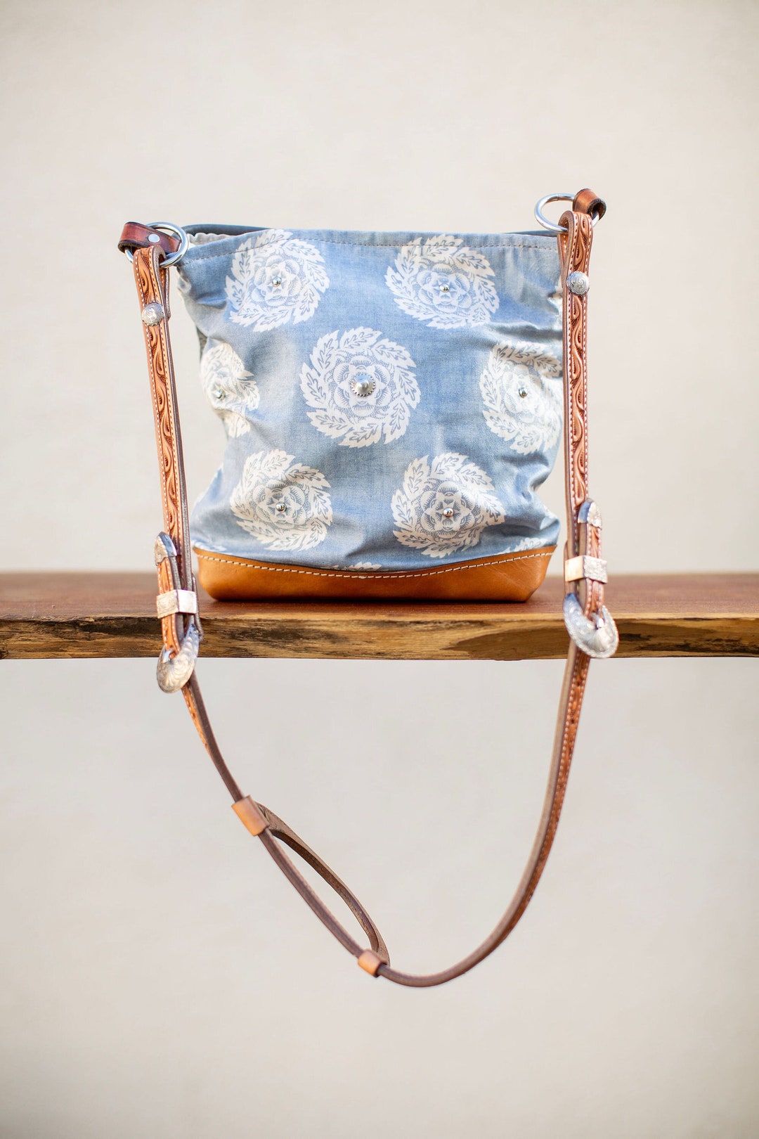 Hand Made Shoulder Bag, Tooled Leather Strap - Etsy