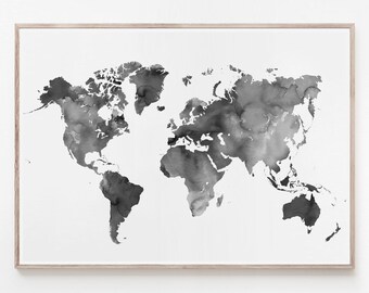 Rainbow World Map Watercolour Print - Etsy