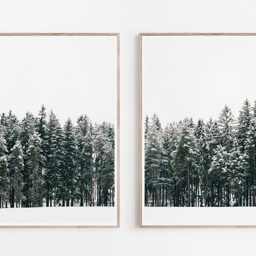 Snowy Pine Trees Print Set of 2 Winter Forest Photography 2 - Etsy
