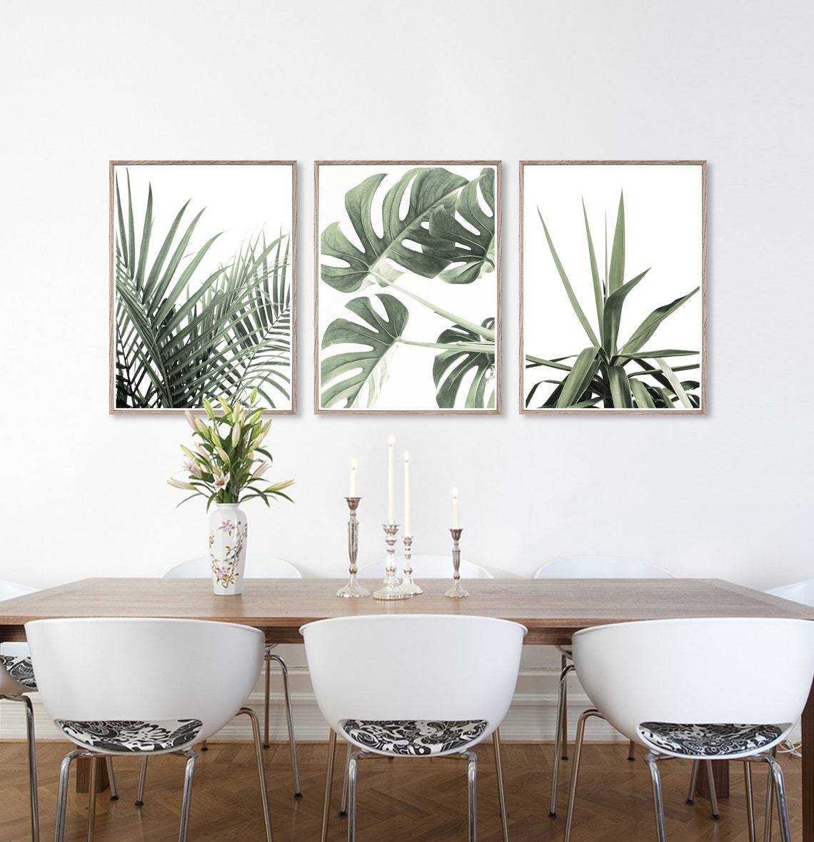 Tropical Leaves Prints 3 Piece Wall Art Digital Download | Etsy