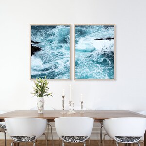Rough Sea, Ocean Print, Set of 2, Aerial Ocean Photography, Ocean ...